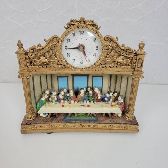 Vintage | Wall Decor | Vintage The Last Supper Analog Clock Gold 3d ...